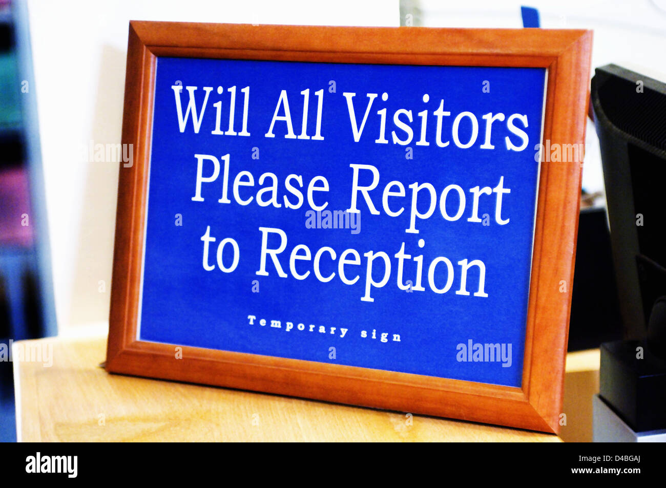 Hospital visitors sign on blue background Stock Photo - Alamy