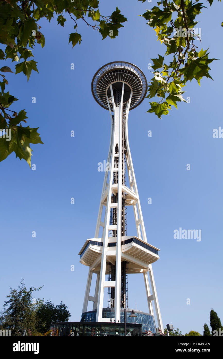 Low angle photograph of the famous Space Needle in Seattle, Washington ...