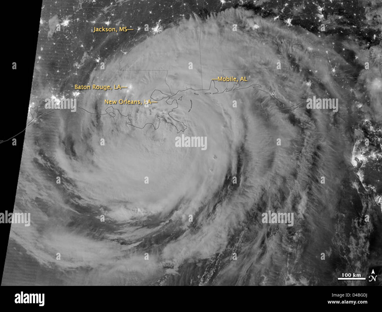 An annotated image of Hurricane Isaac taken from NASA's satellite at ...