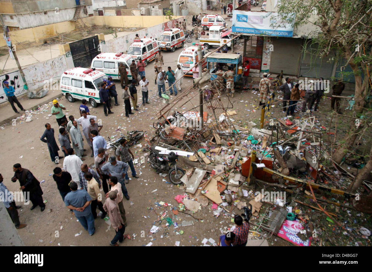 After three people were injured in an explosion hi-res stock ...
