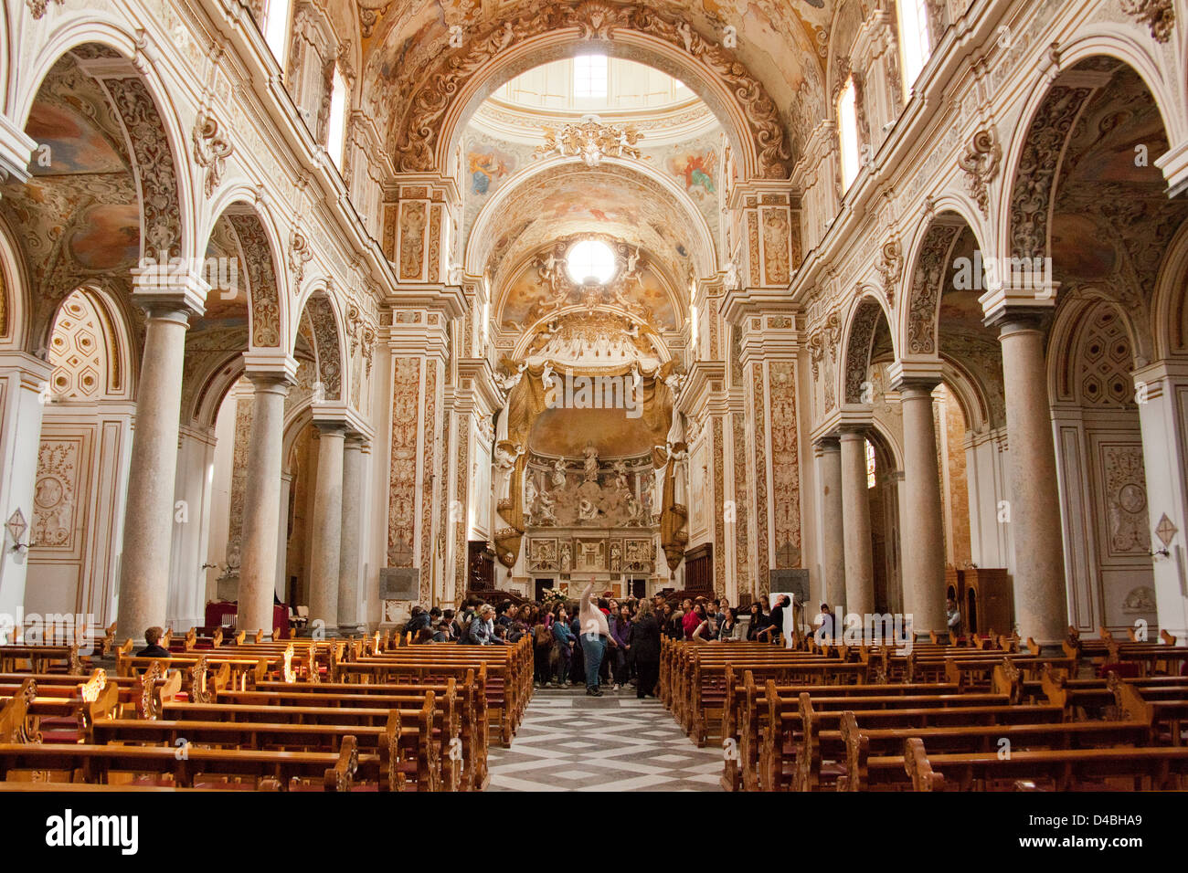Marsala, Italy, a group of tourists visiting the church of Chiesa Madre ...
