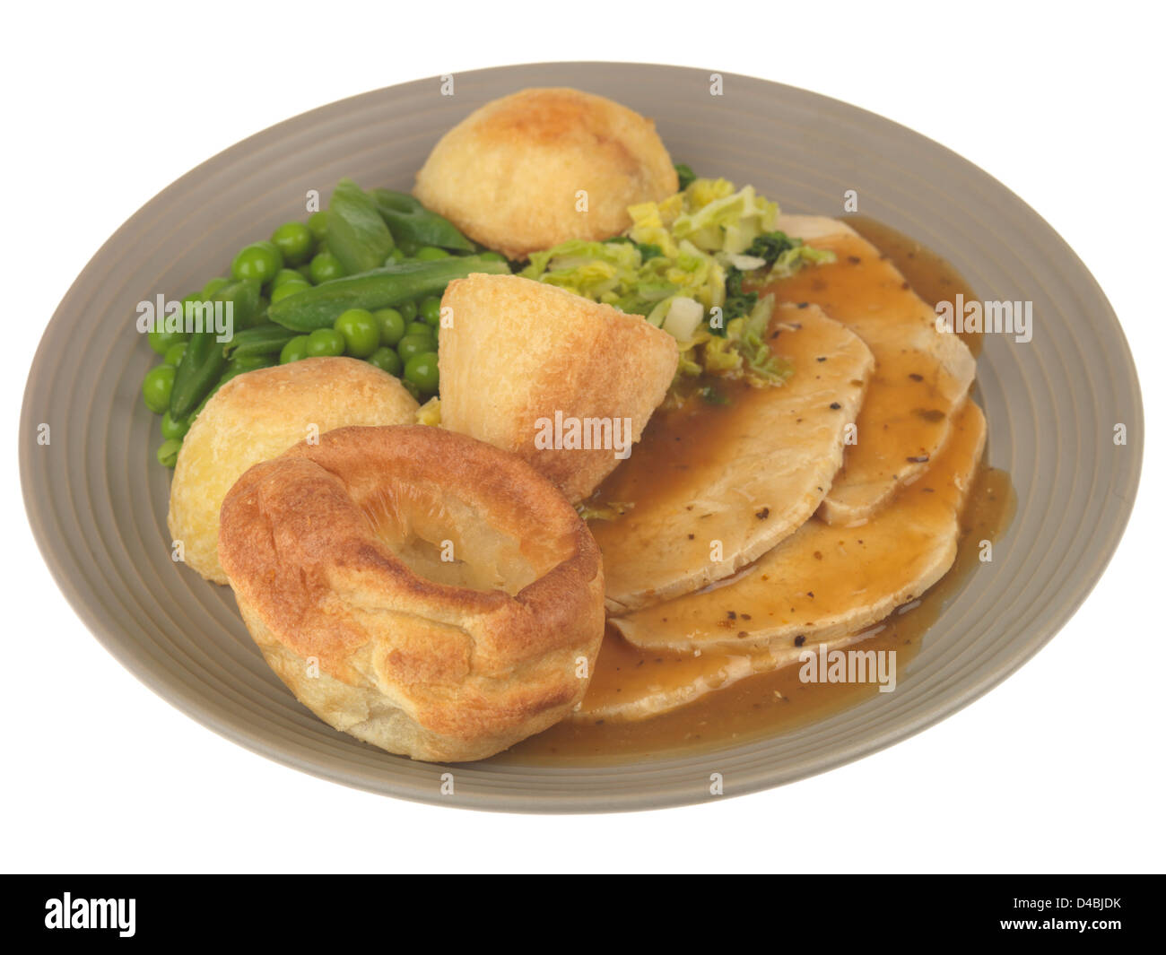 Traditional English Sunday Lunch, Roast Pork With Vegetables And Gravy ...