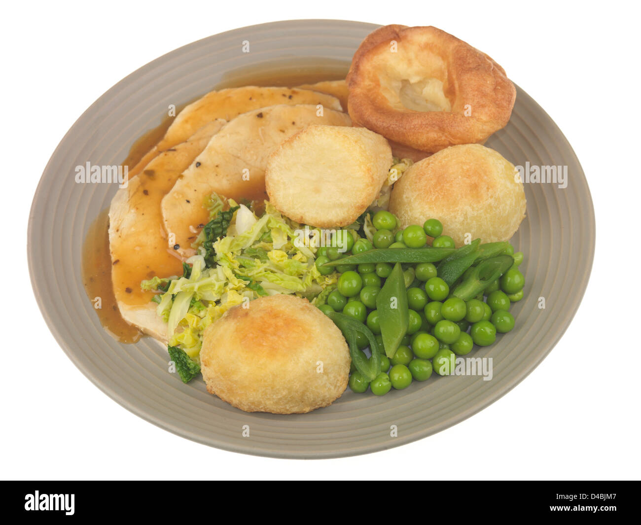 Traditional English Sunday Lunch, Roast Pork With Vegetables And Gravy ...