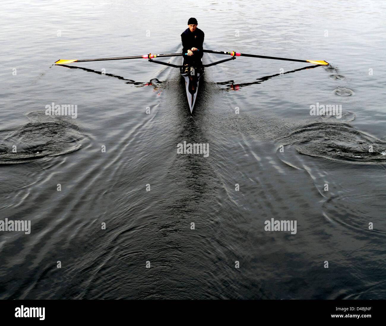 Rowing on the River Lee (Lea) at Clapton, east London, UK Stock Photo ...
