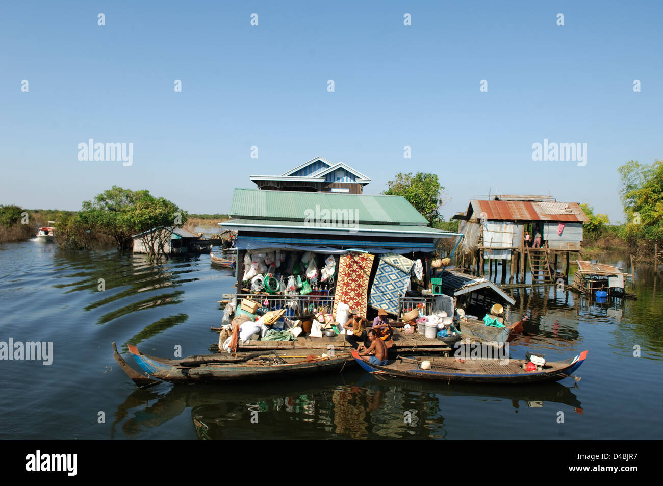 a floating shop on the chas river, cambodia Stock Photo - Alamy