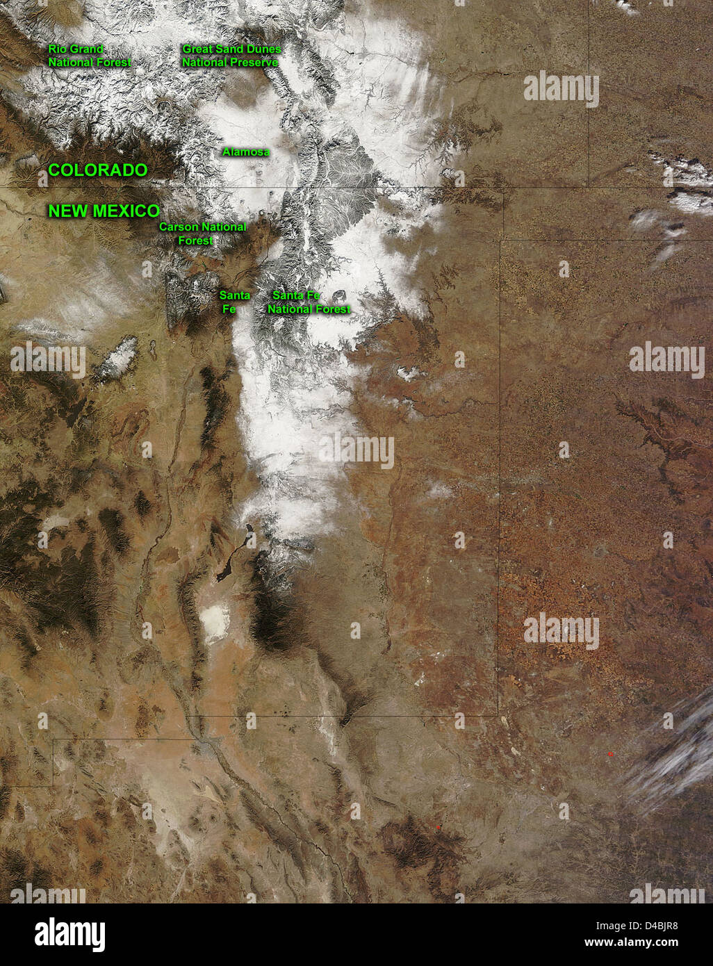 NASA Sees a Giant Snowy Question Mark in New Mexico and Colorado Stock ...
