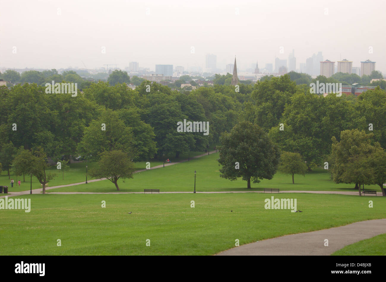 View from Primrose Hill in London, England on a dull day Stock Photo ...