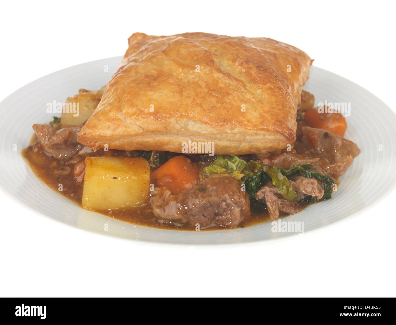 Traditional British Beef and Ale Pie, With Puff Pastry Crust, Isolated ...