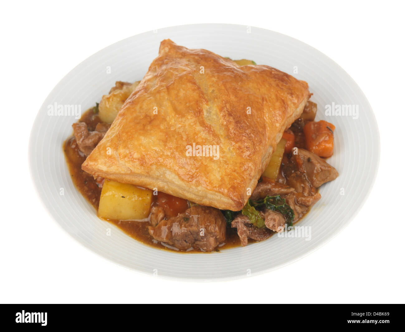 Traditional British Beef and Ale Pie, With Puff Pastry Crust, Isolated ...