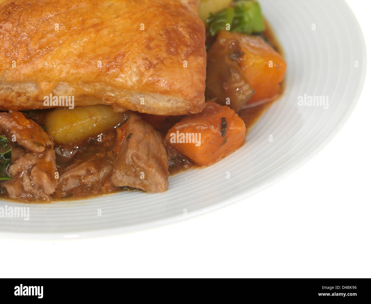 Traditional British Beef and Ale Pie, With Puff Pastry Crust, Isolated ...