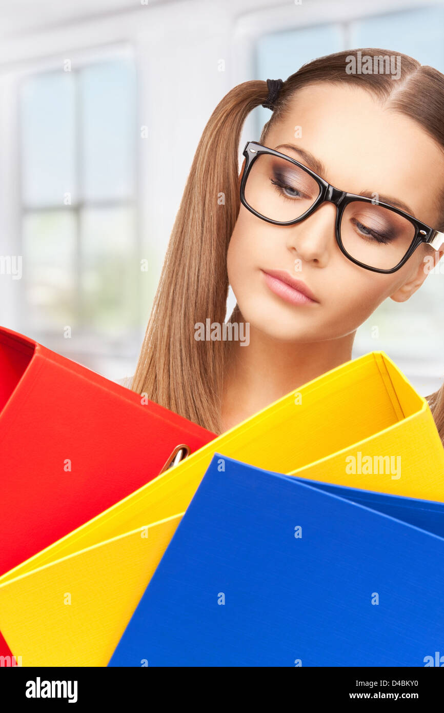 woman with folders Stock Photo - Alamy