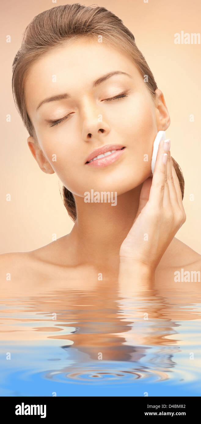 beautiful woman with cotton pad Stock Photo - Alamy