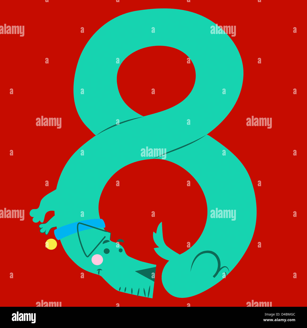 Vector illustration of a cartoon dog making numbers Stock Photo - Alamy