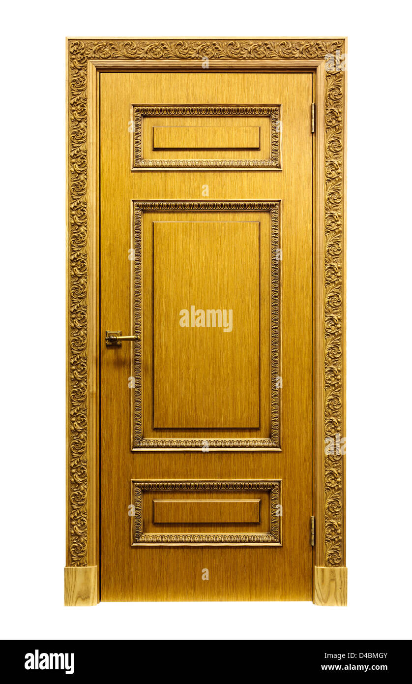 Wooden door. Isolated on white background Stock Photo - Alamy