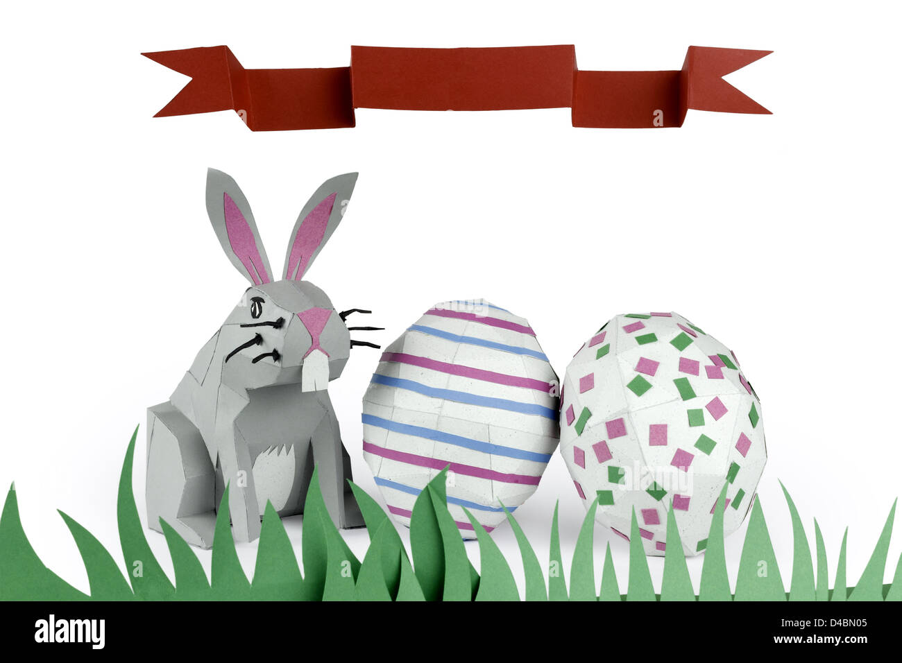 Rabbit made of paper in a happy paper environment Stock Photo - Alamy