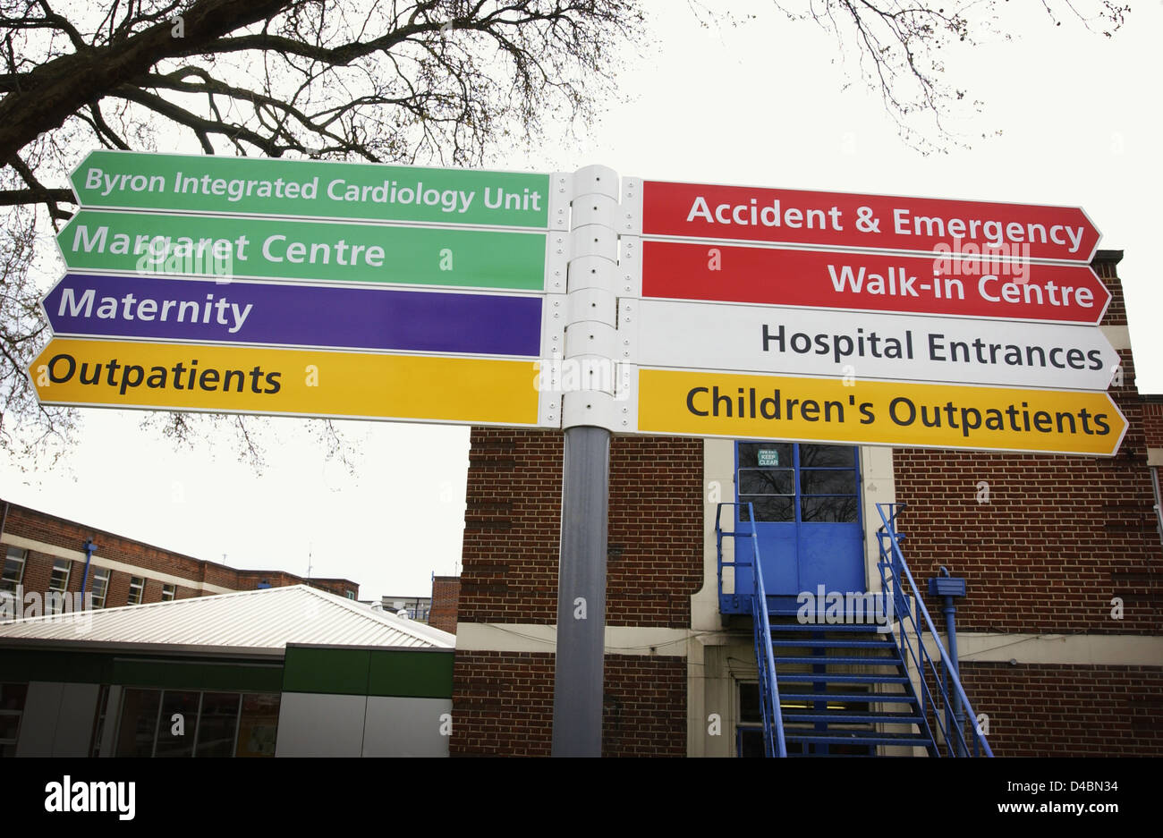Hospital directional sign Stock Photo - Alamy