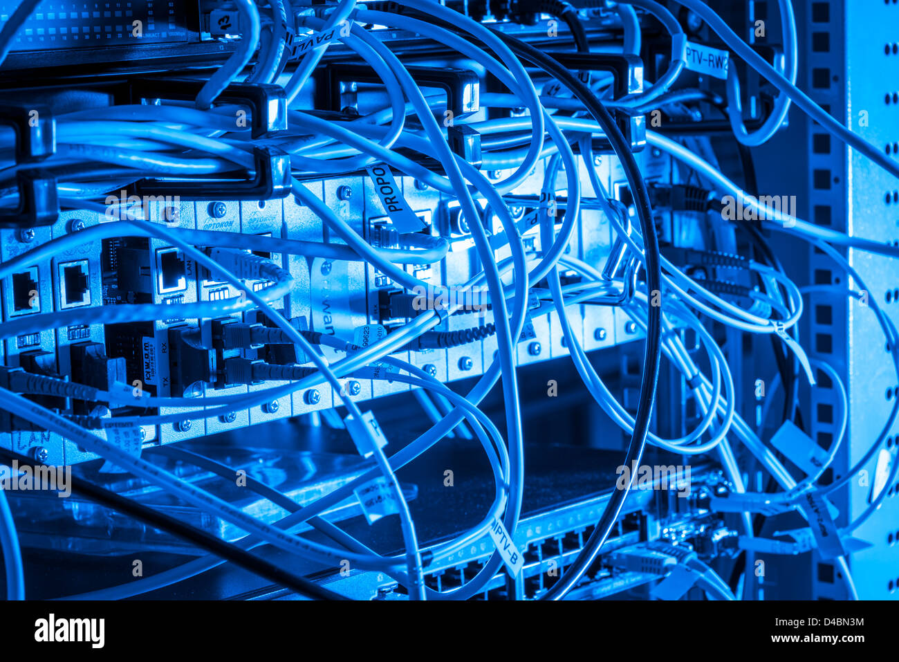 server with fiber optic cables in data center Stock Photo - Alamy