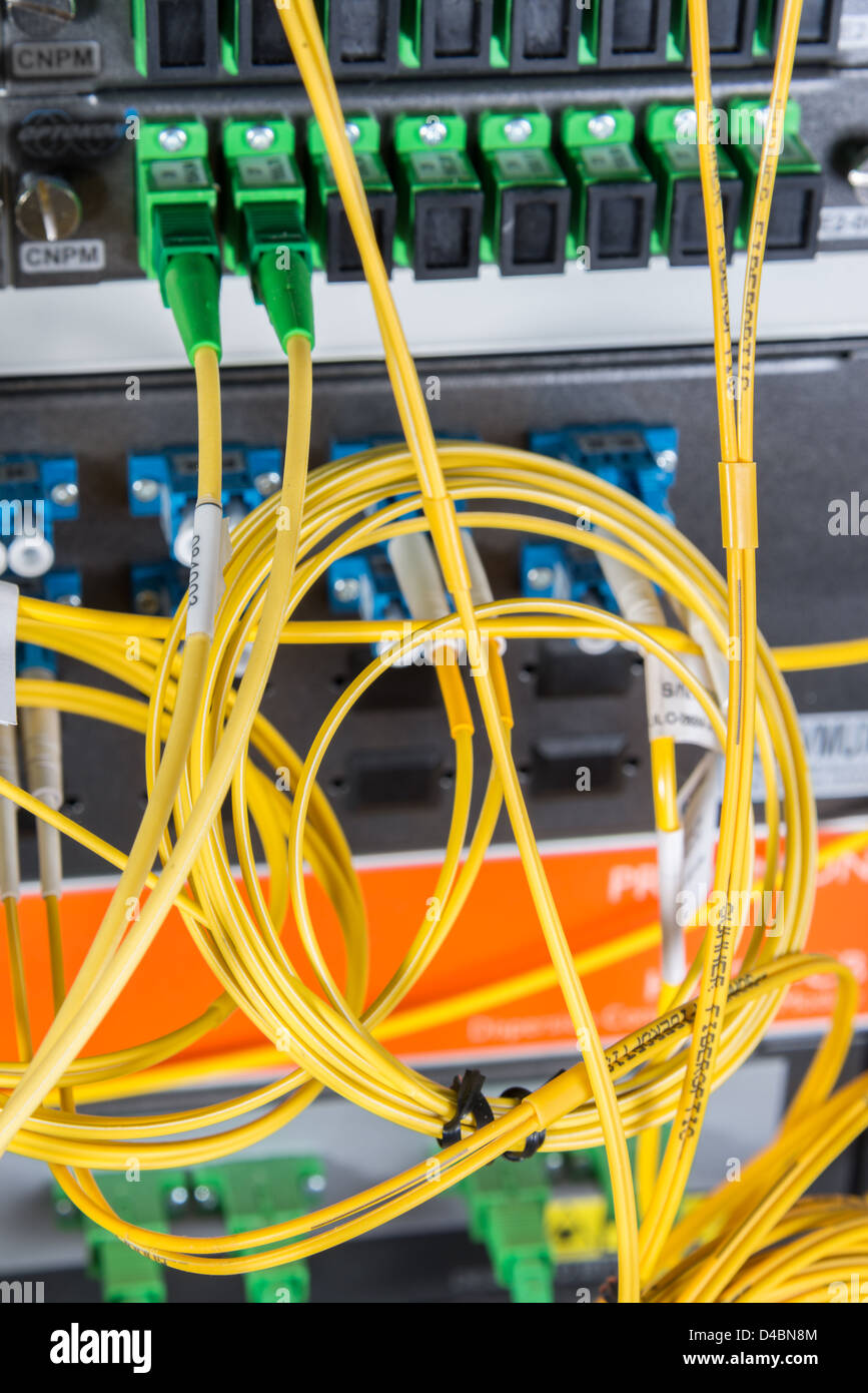 server with fiber optic cables in data center Stock Photo - Alamy