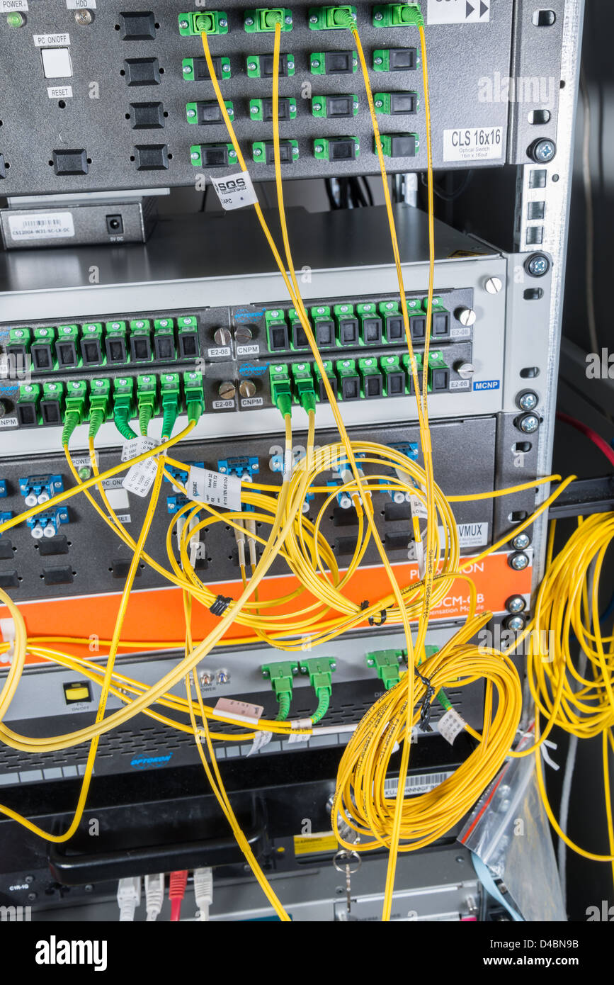server with fiber optic cables in data center Stock Photo - Alamy