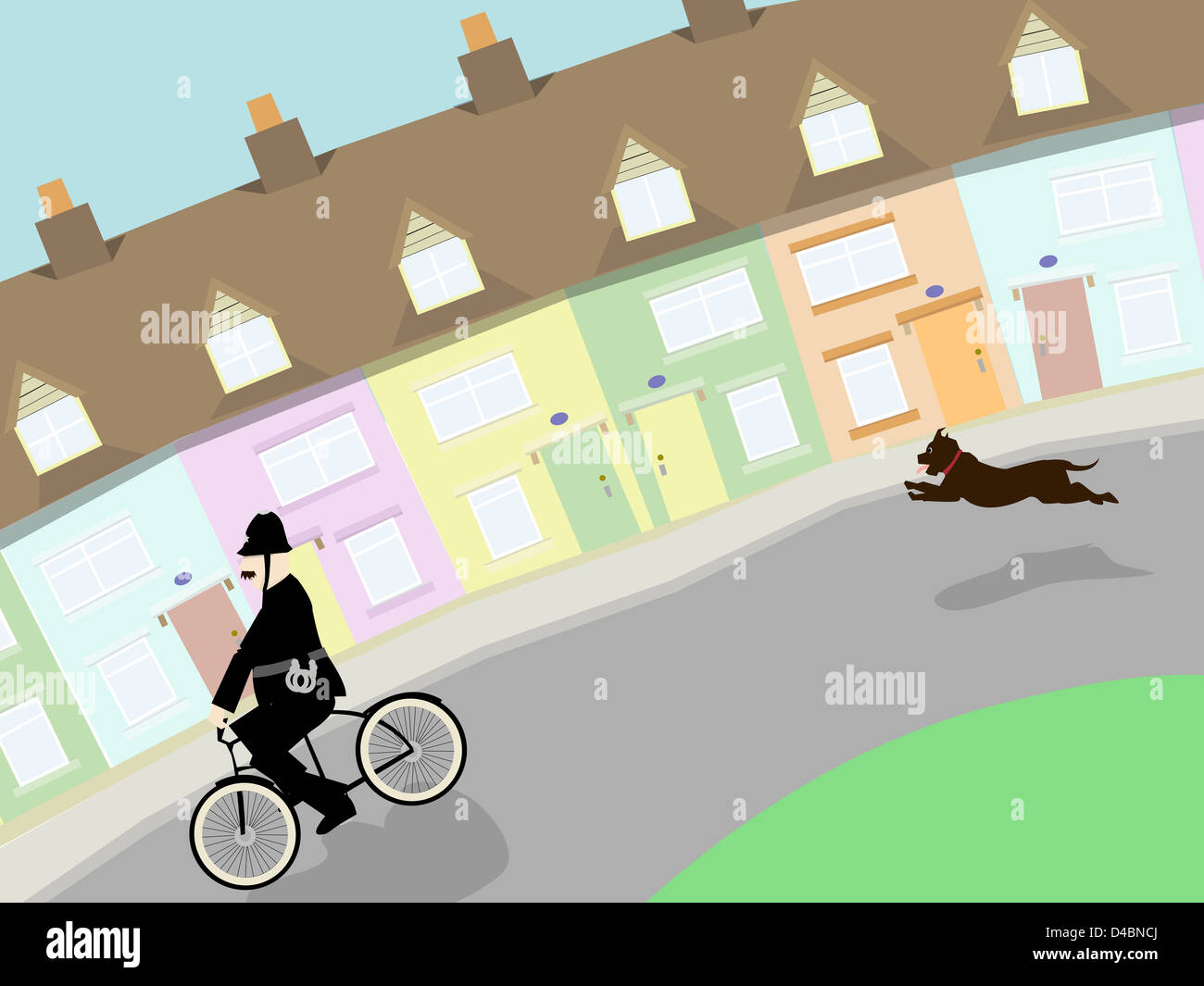 A dog chasing a police officer Stock Photo - Alamy