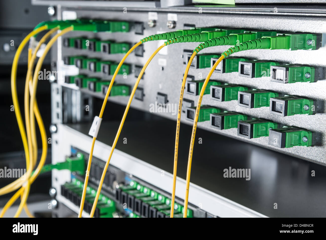server with fiber optic cables in data center Stock Photo - Alamy