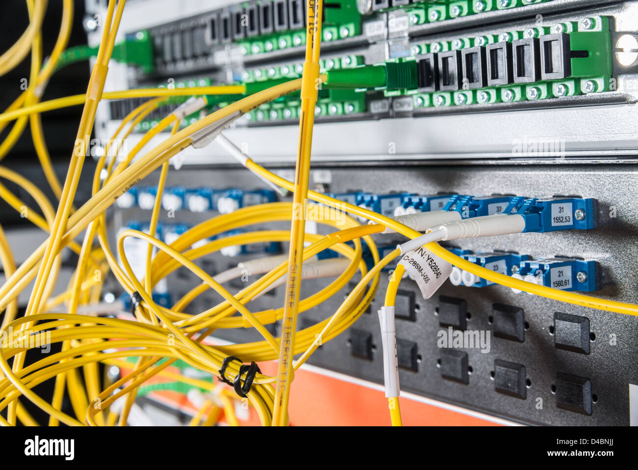 server with fiber optic cables in data center Stock Photo - Alamy