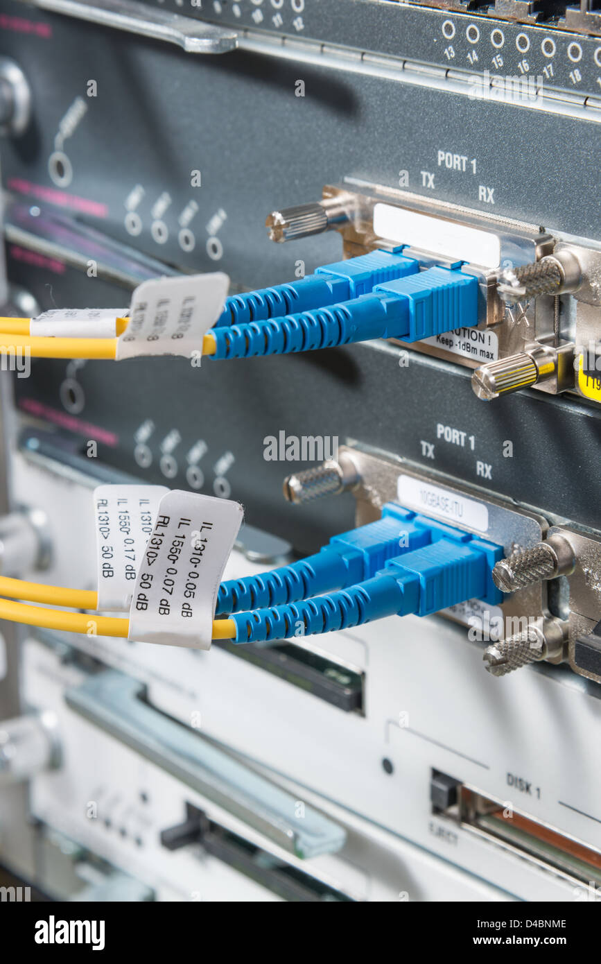 server with fiber optic cables in data center Stock Photo - Alamy