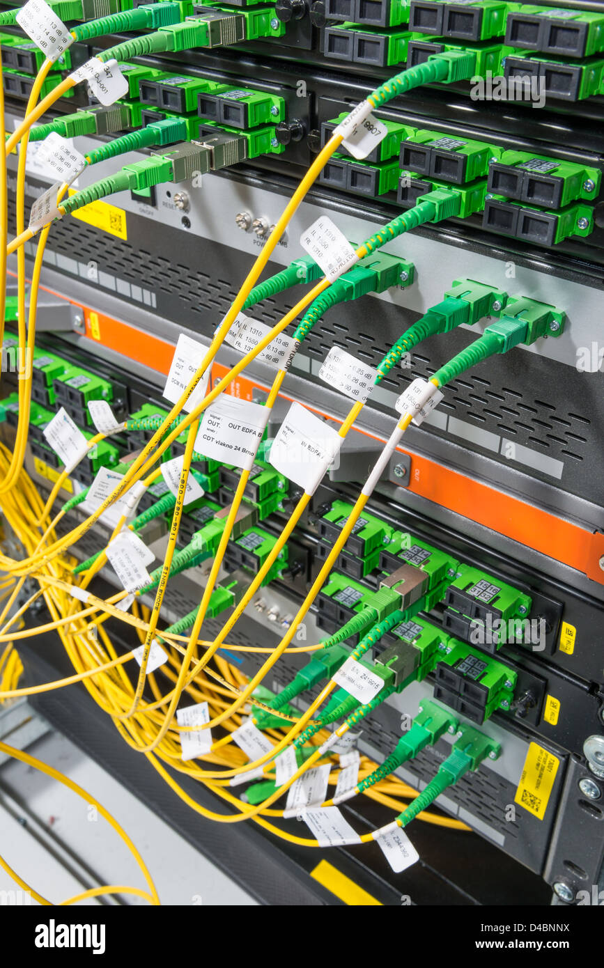 server with fiber optic cables in data center Stock Photo - Alamy