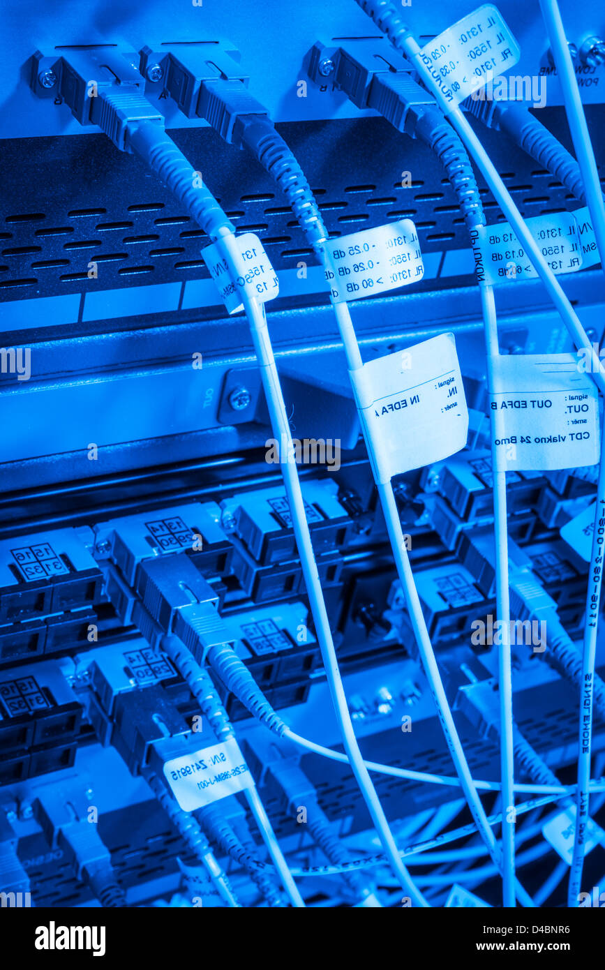 server with fiber optic cables in data center Stock Photo - Alamy