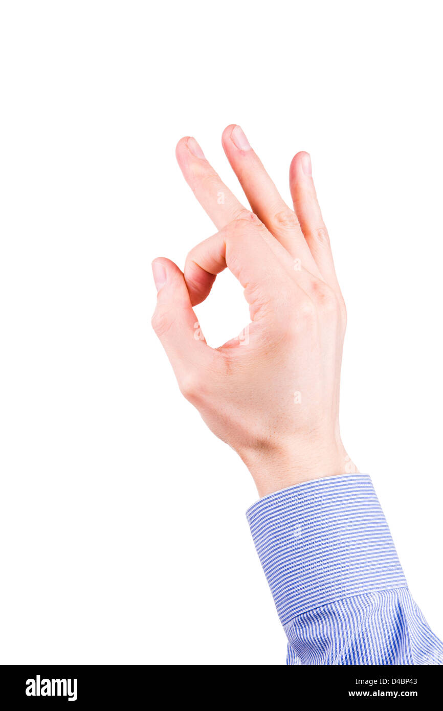 Male hand showing ok sign isolated on white. Positivity concept Stock ...