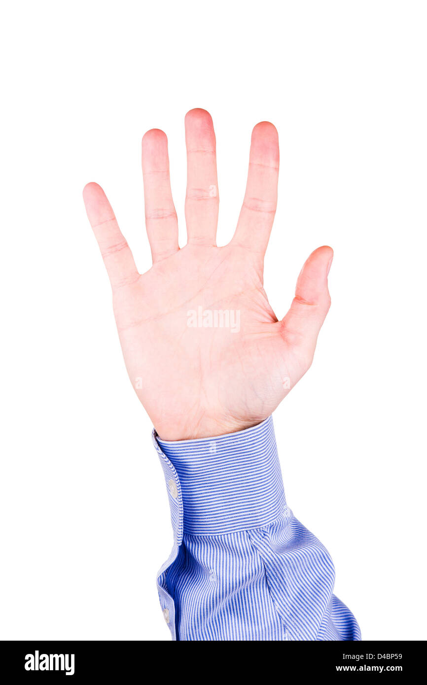 Male hand showing number five, palm isolated on white Stock Photo - Alamy
