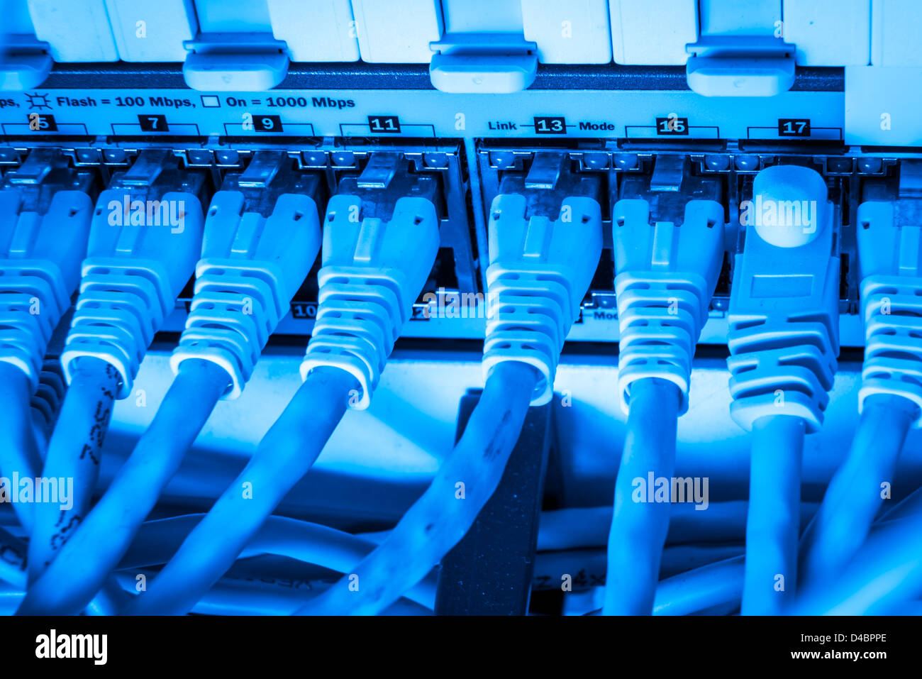 close-up of network hub and ethernet cables Stock Photo - Alamy