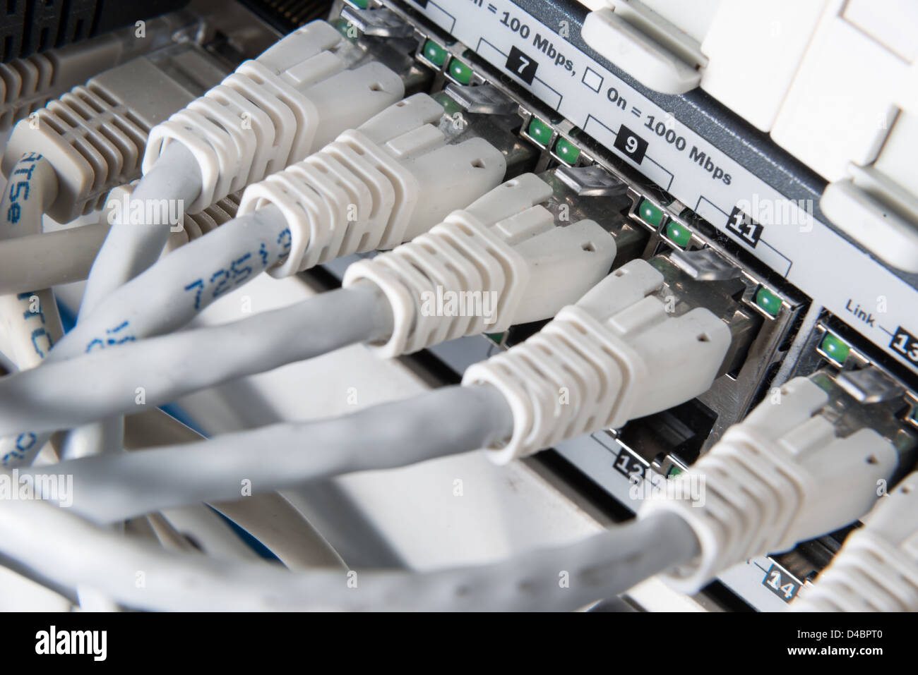 close-up of network hub and ethernet cables Stock Photo - Alamy