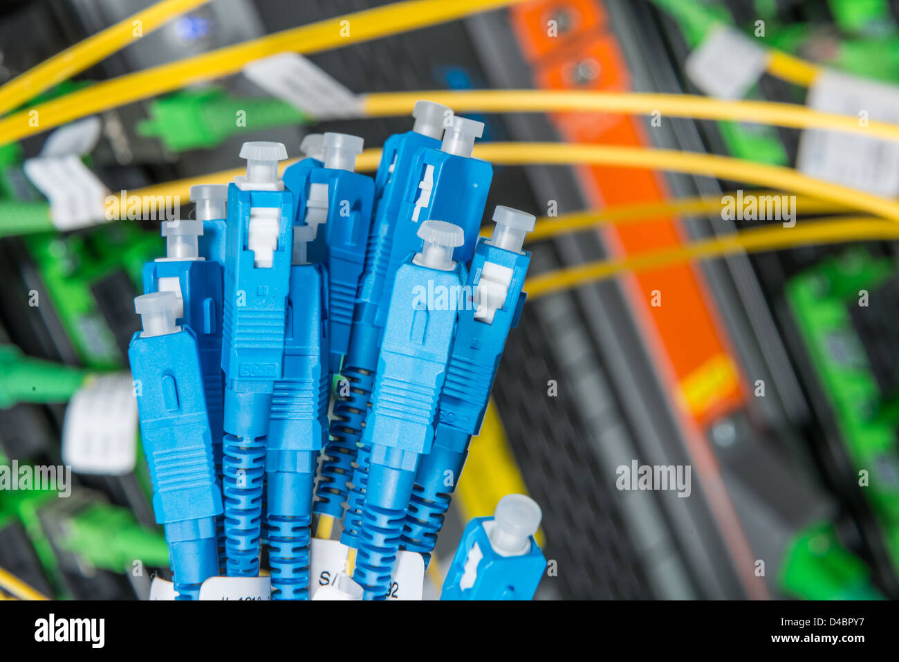 server with fiber optic cables in data center Stock Photo - Alamy