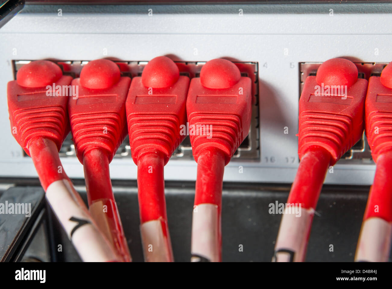 close-up of network hub and ethernet cables Stock Photo - Alamy