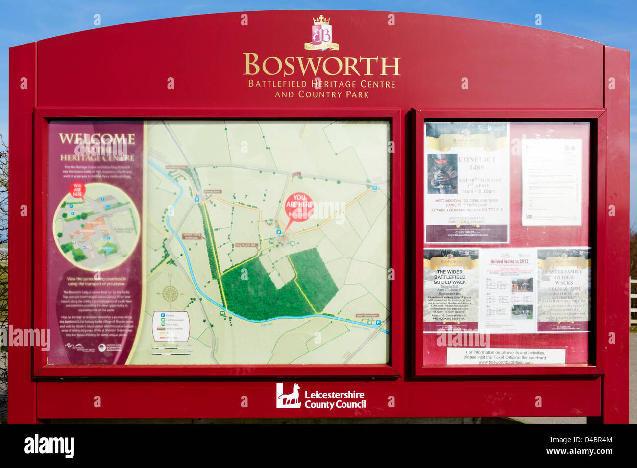 Map of the battlefield at Bosworth Field, Leicestershire, East Midlands ...
