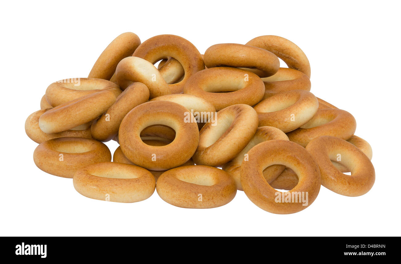Bread rings isolated on white background Stock Photo - Alamy
