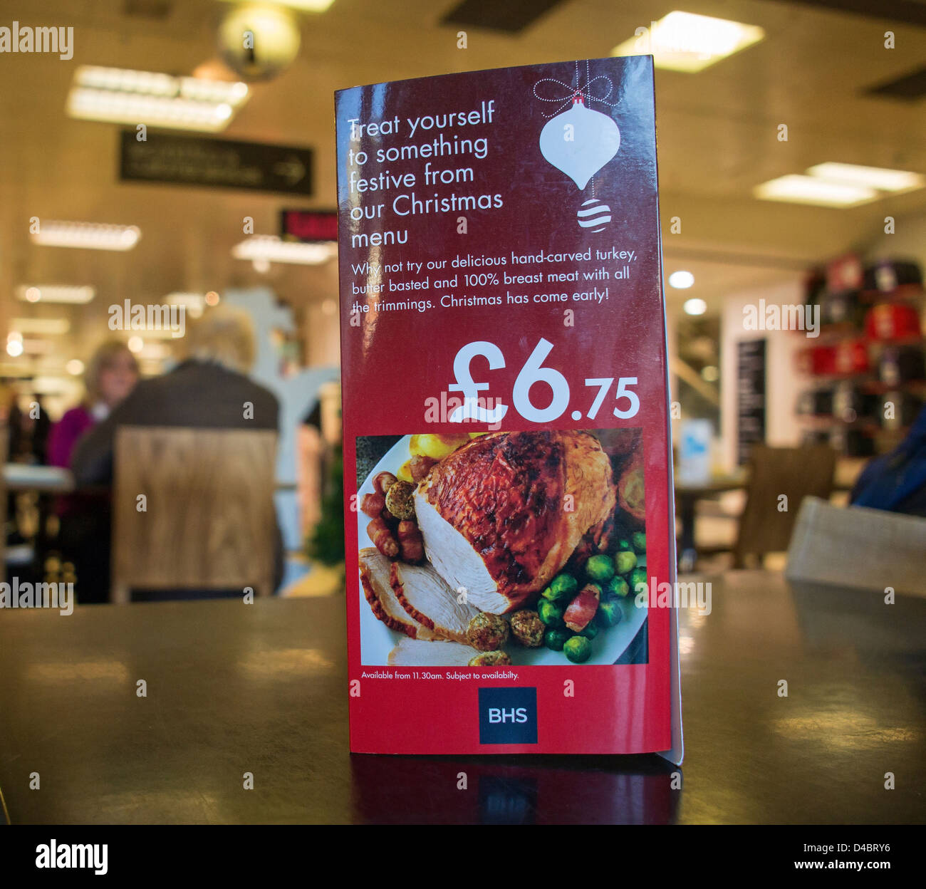 BHS Christmas Dinner Menu in Restaurant Stock Photo - Alamy