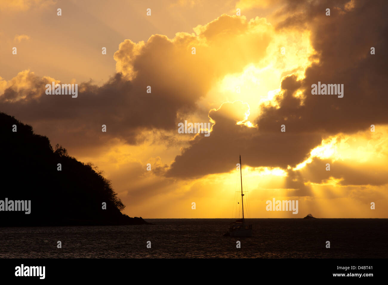 Sunset over Rodney Bay on the island of St Lucia Stock Photo - Alamy