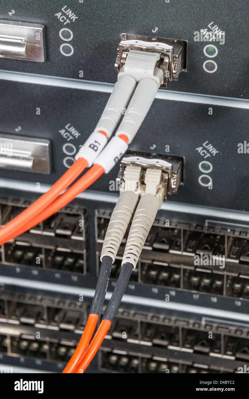 server with fiber optic cables in data center Stock Photo - Alamy