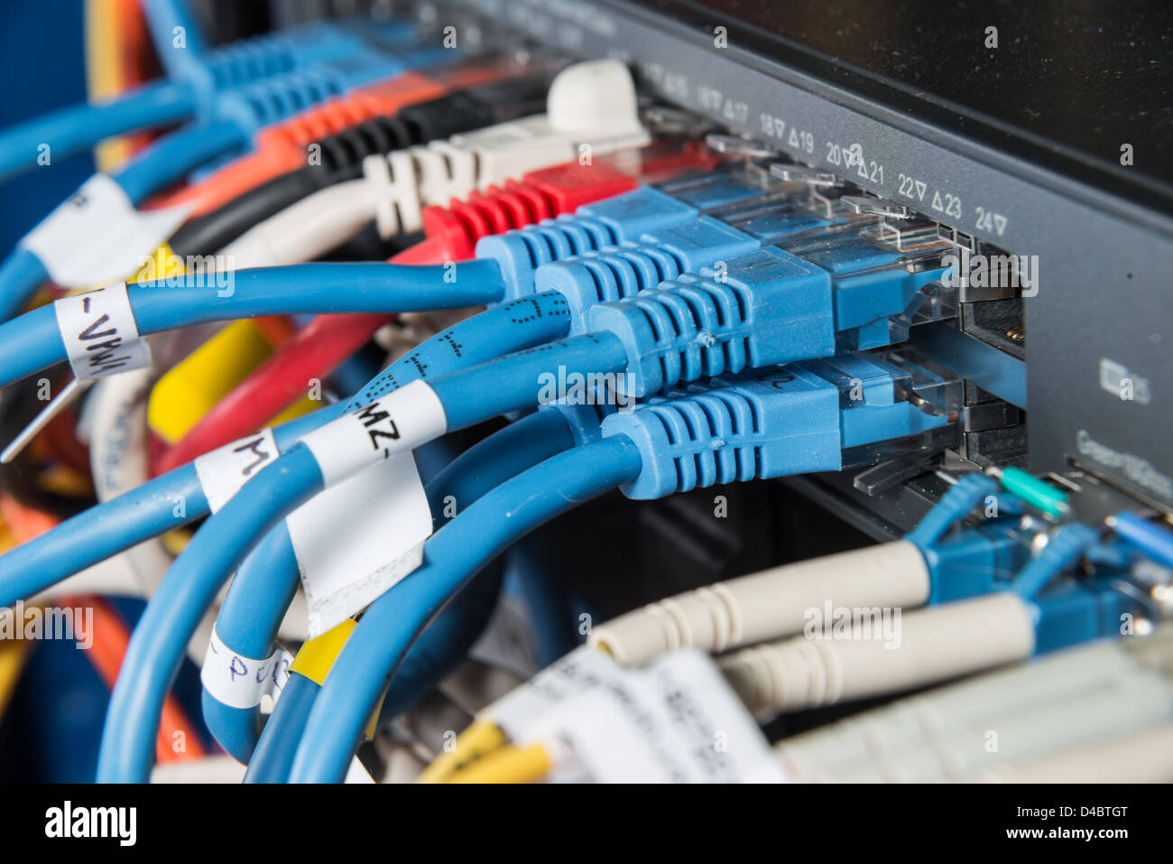 close-up of network hub and ethernet cables Stock Photo - Alamy