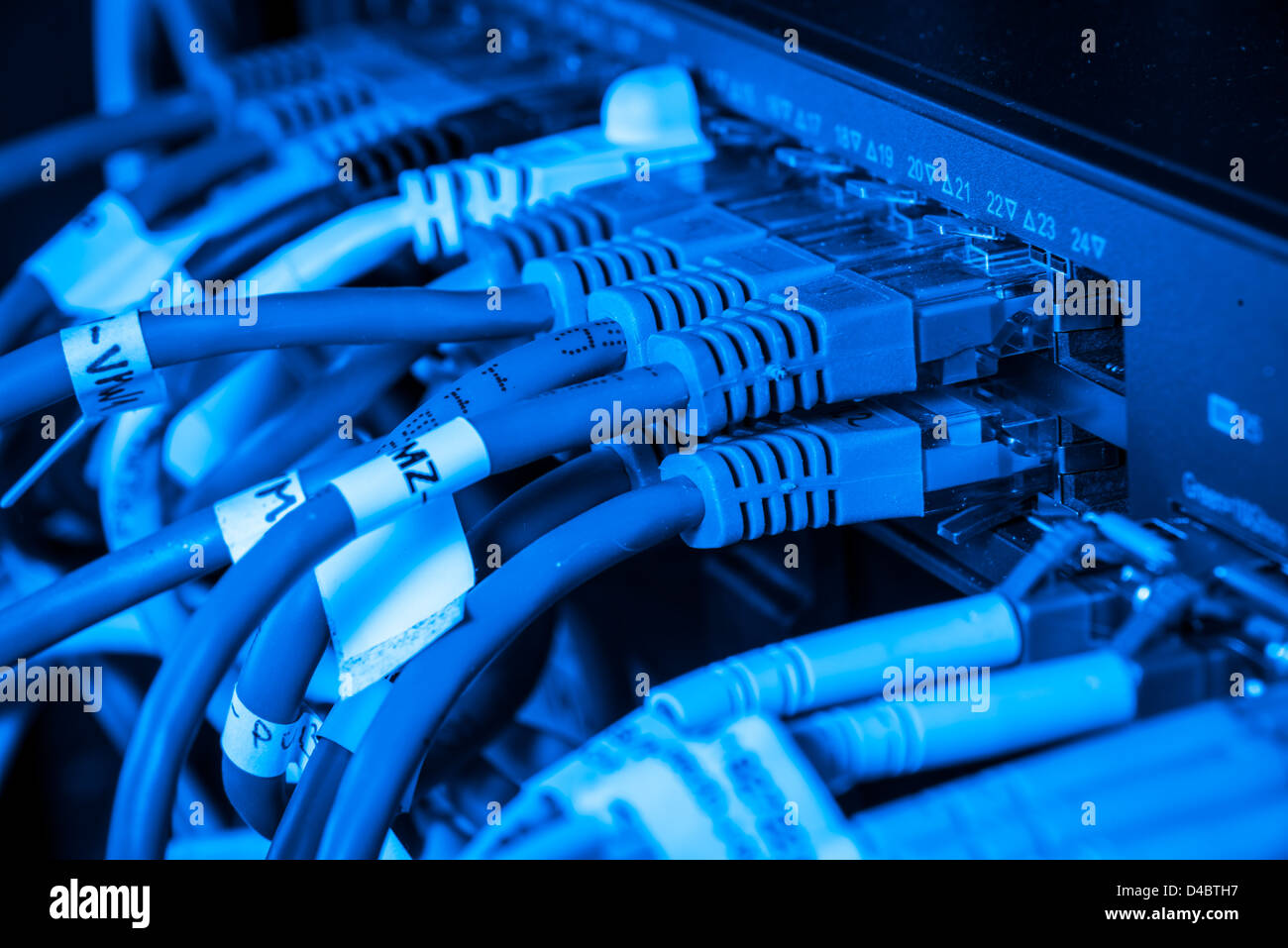 close-up of network hub and ethernet cables Stock Photo - Alamy