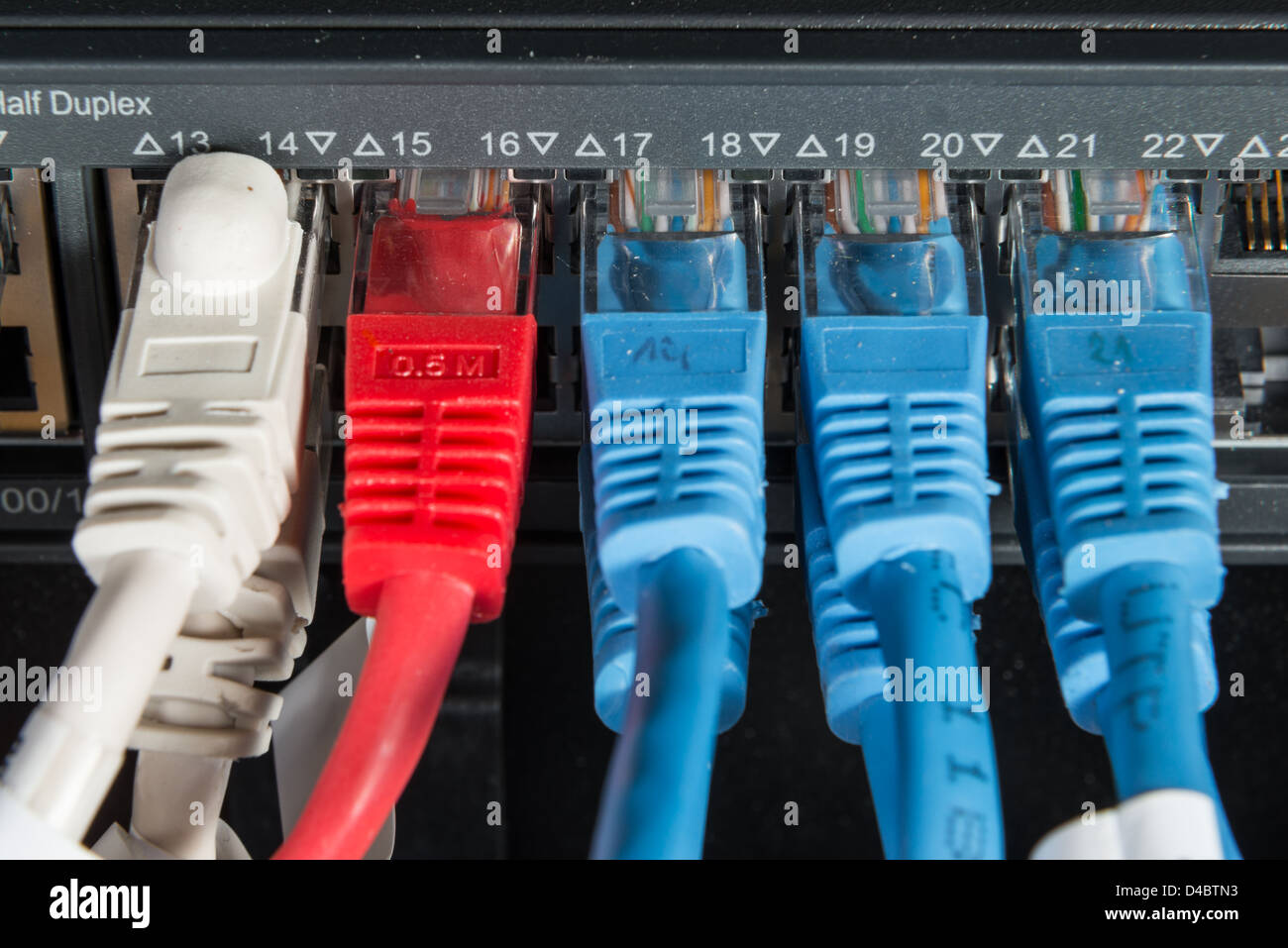 close-up of network hub and ethernet cables Stock Photo - Alamy