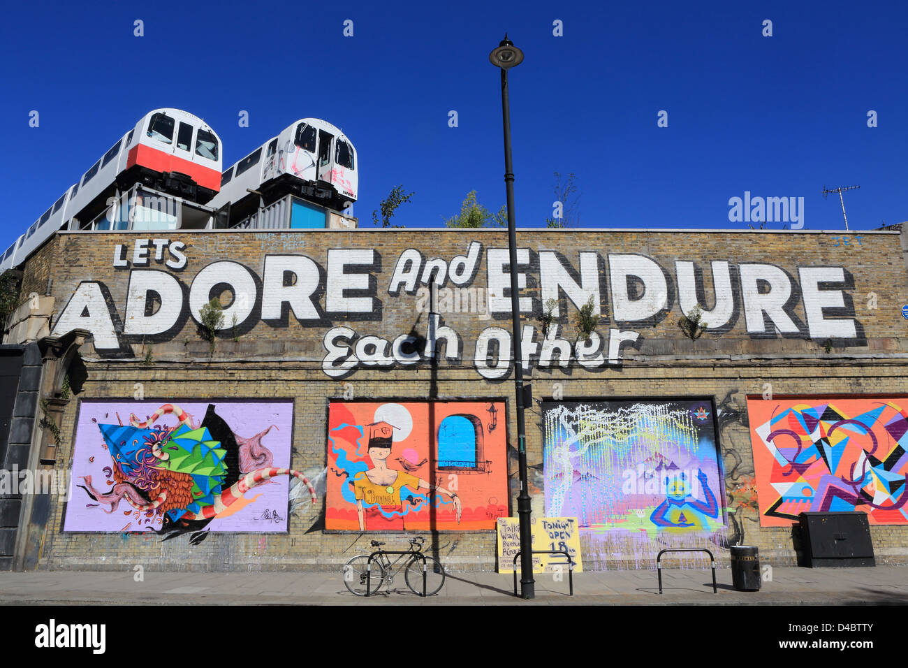 Colourful / colorful wall/street art in trendy Shoreditch, east London ...