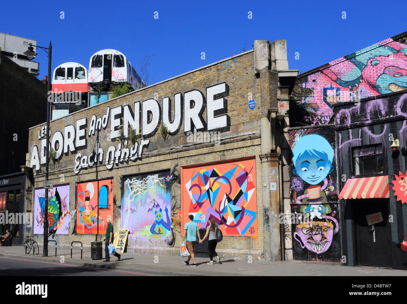 Colourful / colorful wall/street art in trendy Shoreditch, east London ...
