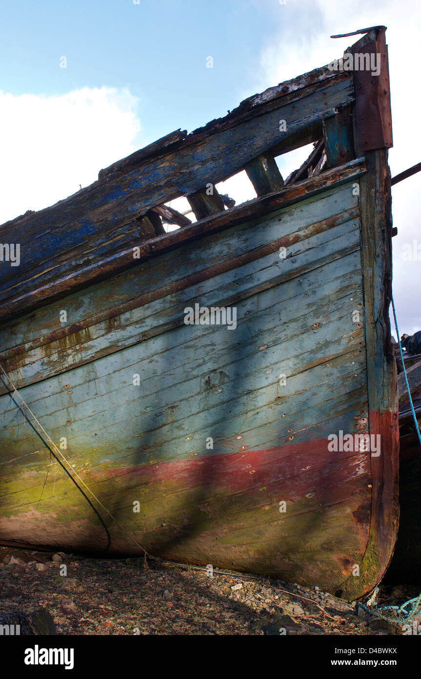Rotting Boat Hull with colorful paint Stock Photo - Alamy