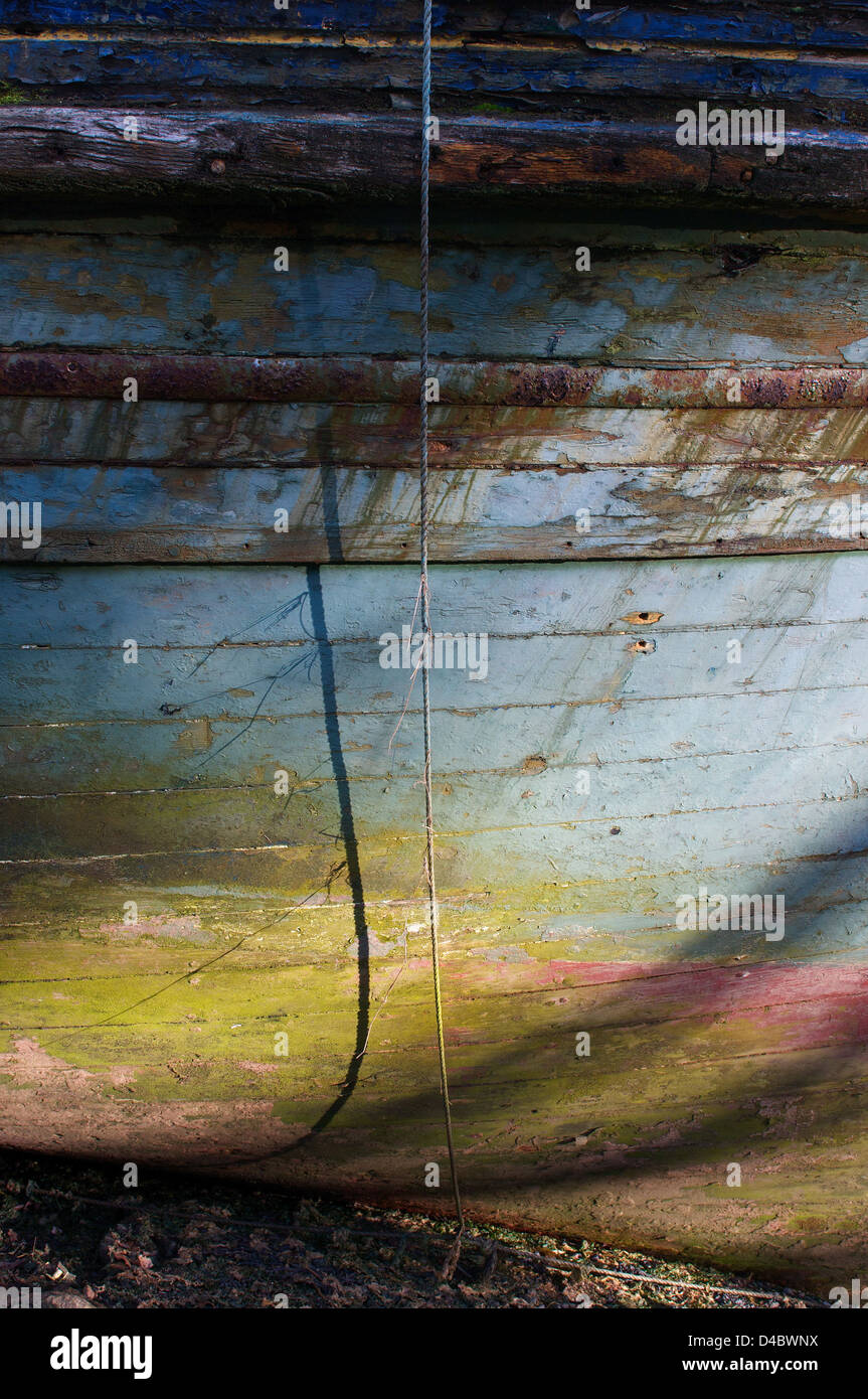 Rotting Boat Hull with colorful paint Stock Photo - Alamy
