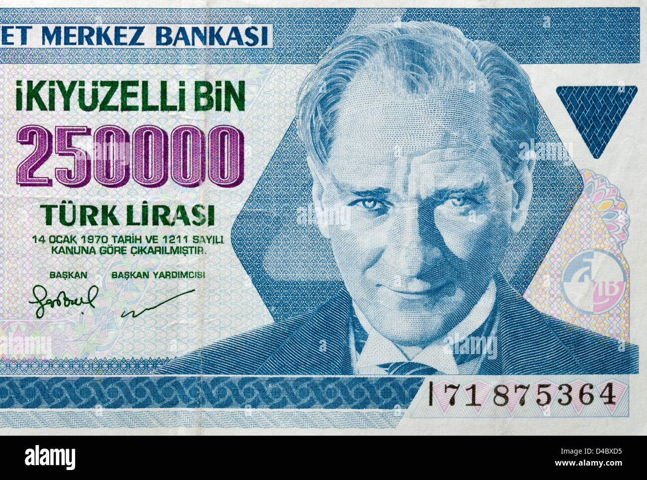 old money of Turkey with portrait of Mustafa Kemal Ataturk macro Stock ...