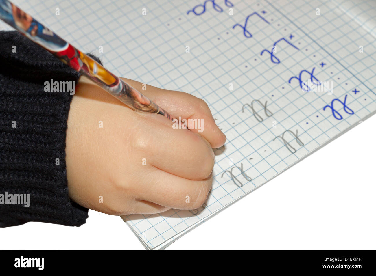 Hand of a small kid learning to write Stock Photo - Alamy