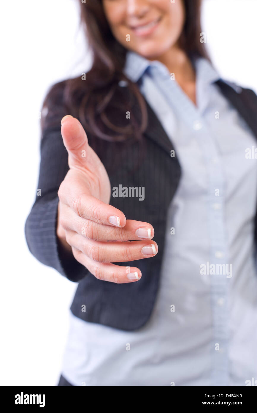 Business woman handshake isolated on white shot in the studio Stock ...
